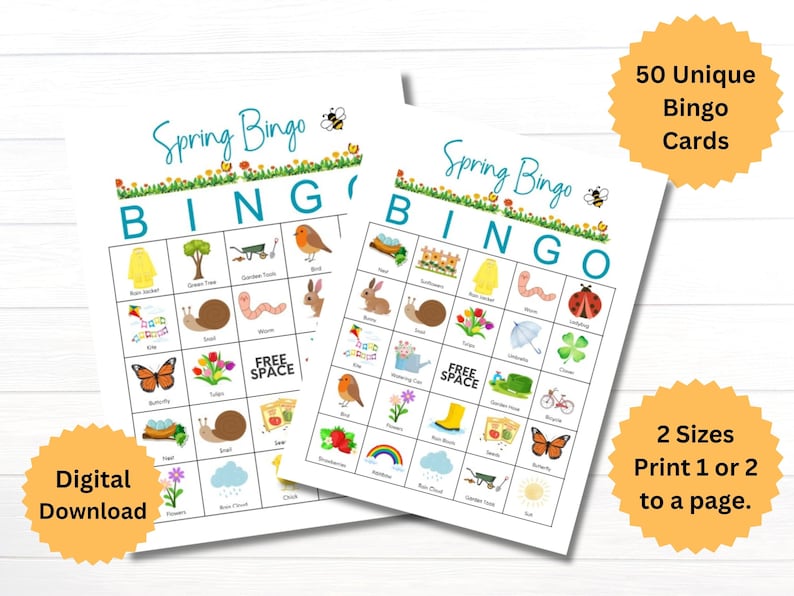 Spring Bingo, Spring Bingo Game, Spring Bingo Printable, Spring Bingo ...