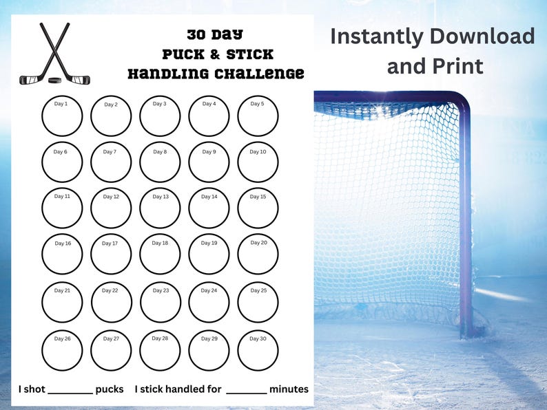 Hockey 30 Day Challenge: Puck & Stick Handling Practice (digital ...
