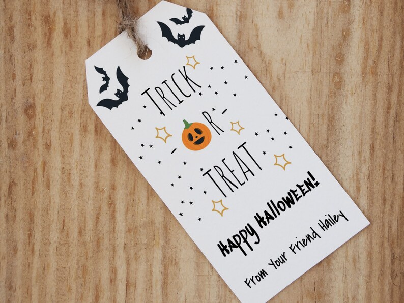 Printable Halloween Gift Tag, Trick or Treat Printable Tag, Halloween ...