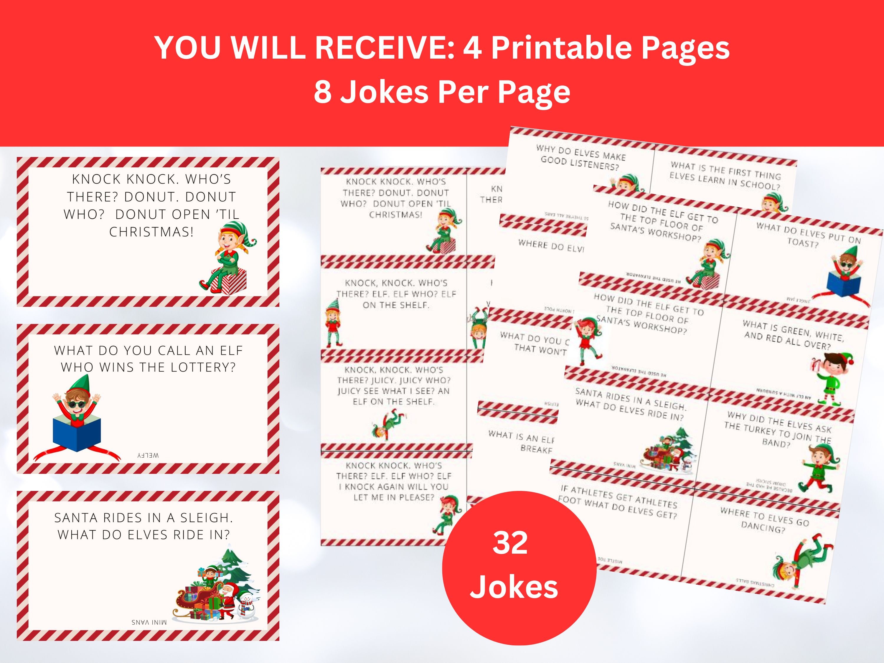 Elf Jokes Printable, Printable Elf Jokes, Elf Knock Knock Jokes, Elf on ...