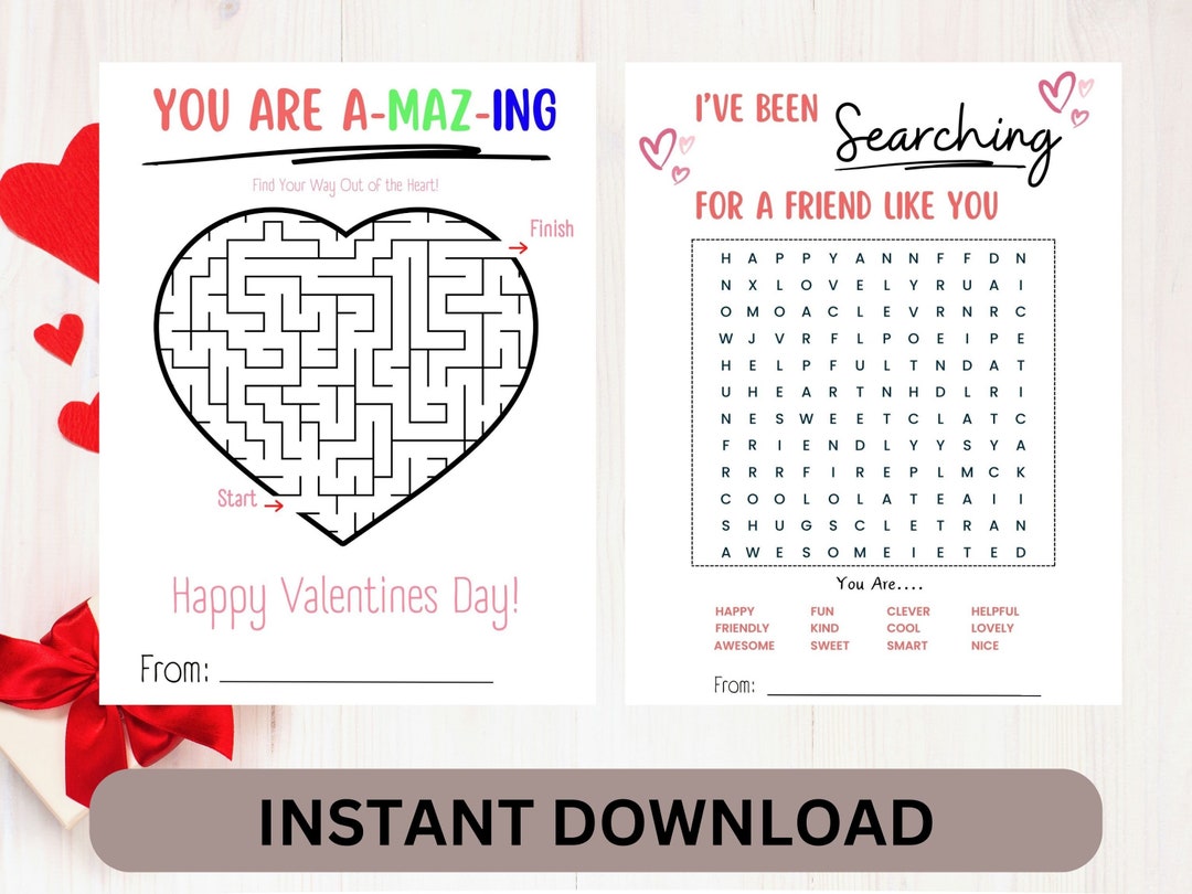 Word Search Valentine Day Printable, Maze Valentine Day Printable ...