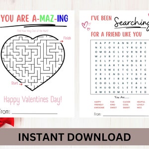 Word Search Valentine Day Printable, Maze Valentine Day Printable ...