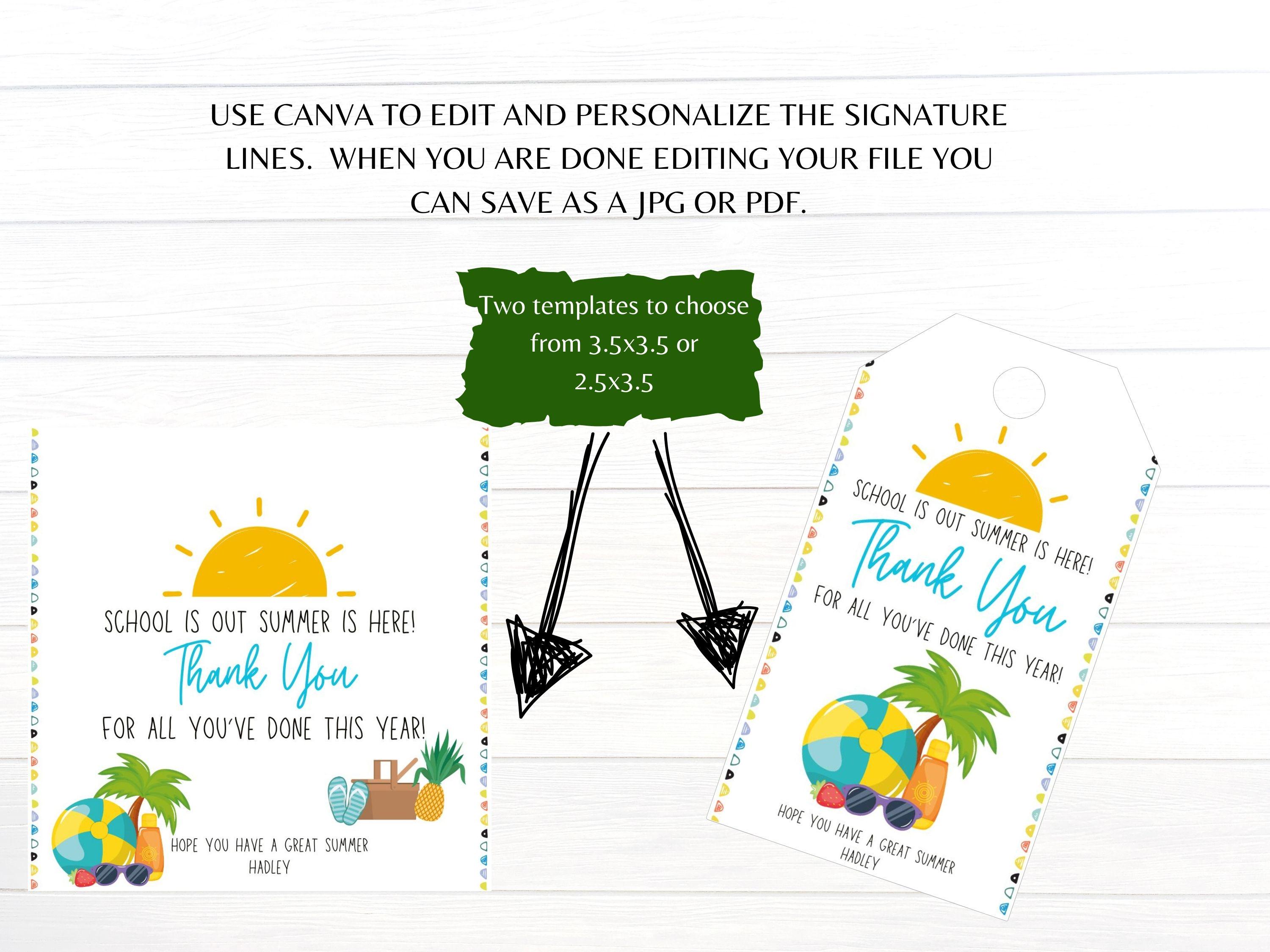 Teacher Gift Printable Gift Tag, End of School Year Teacher Gift Tag ...