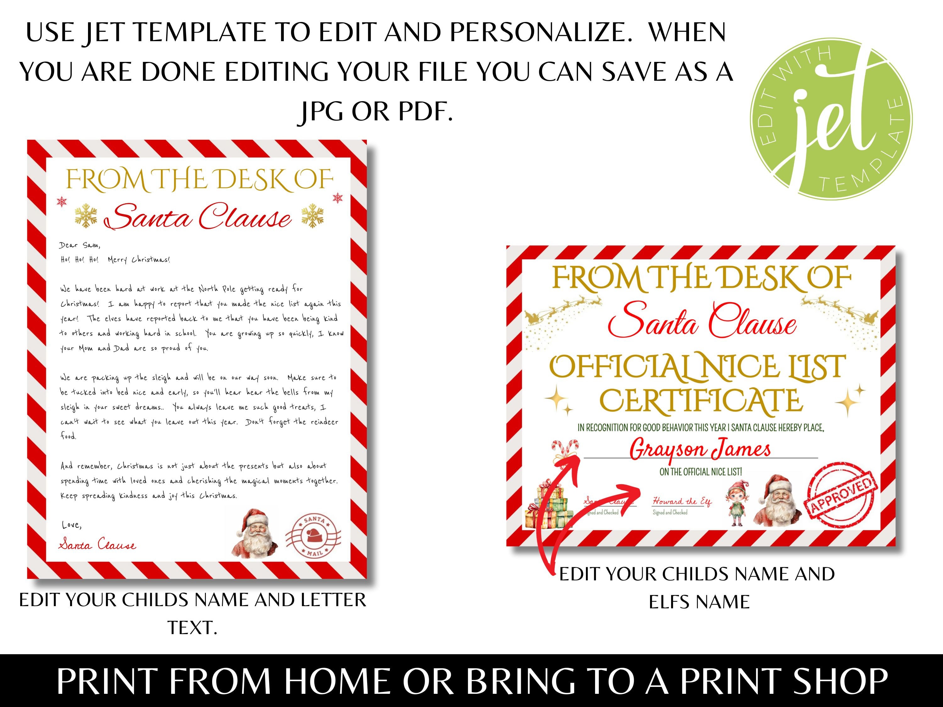 Personalized Santa Letter, Editable Letter to Santa, Nice List ...