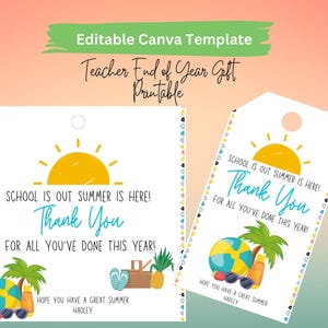 Teacher Gift Printable Gift Tag, End of School Year Teacher Gift Tag ...