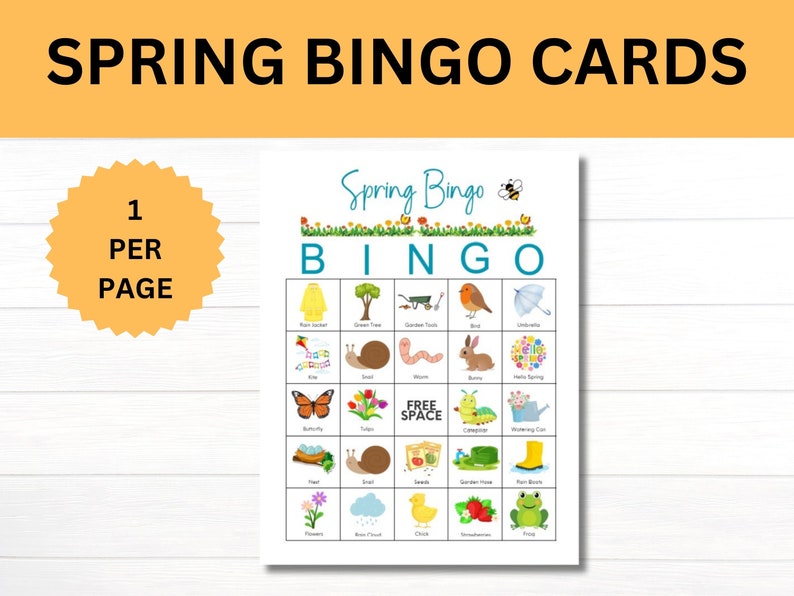 Spring Bingo, Spring Bingo Game, Spring Bingo Printable, Spring Bingo ...