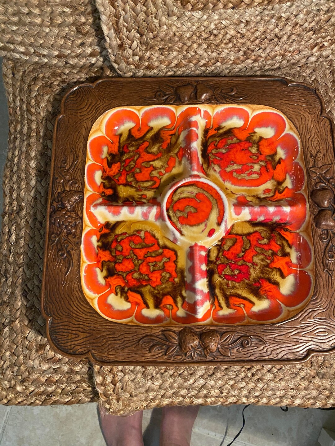 Mid-century Modern Treasure Craft Pottery Tray Centerpiece Platter - 13 ...