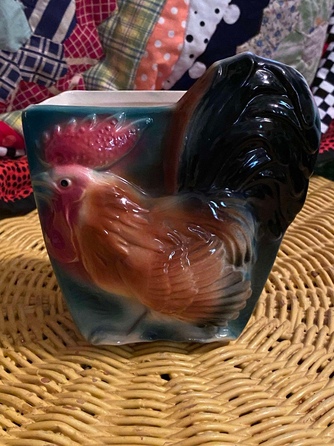 Vintage Royal Copley Ceramic Planter Wall Hanger Rooster Chicken Wall ...