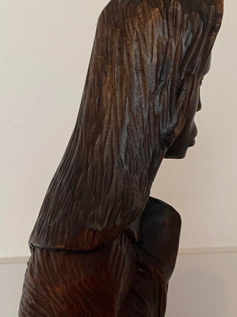 Vintage Hand Carved Wooden African Monk Statue: Signed Detail - Etsy