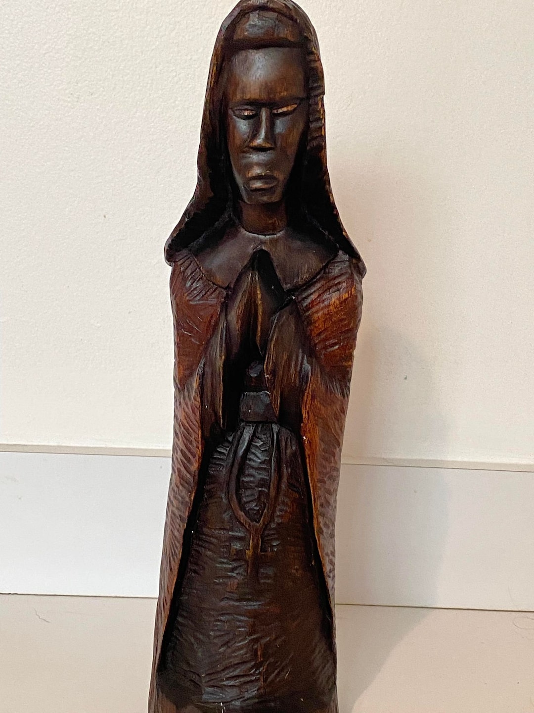 Vintage Handmade Wooden Carved African Monk - Beautiful Details ...