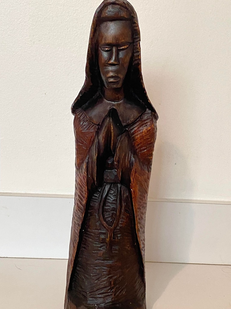 Vintage Hand Carved Wooden African Monk Statue: Signed Detail - Etsy