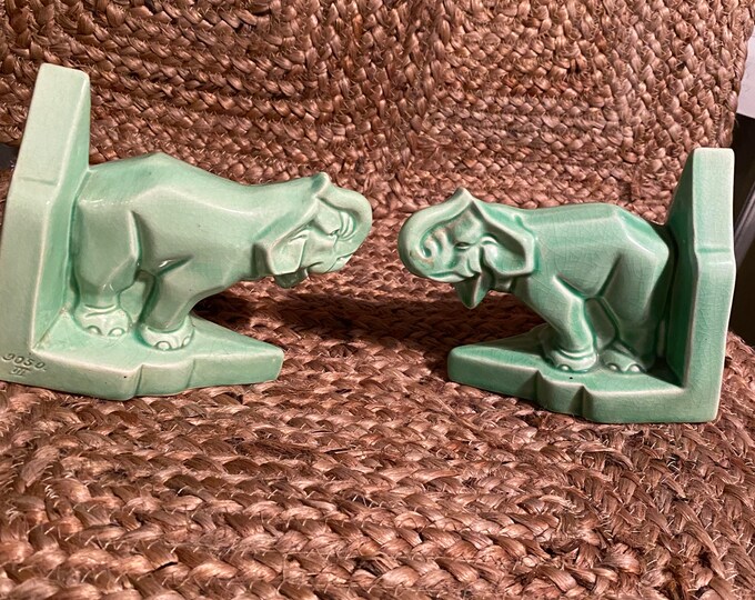 Vintage Mid-century Modern MCM American Pottery Mccoy Green Elephant ...