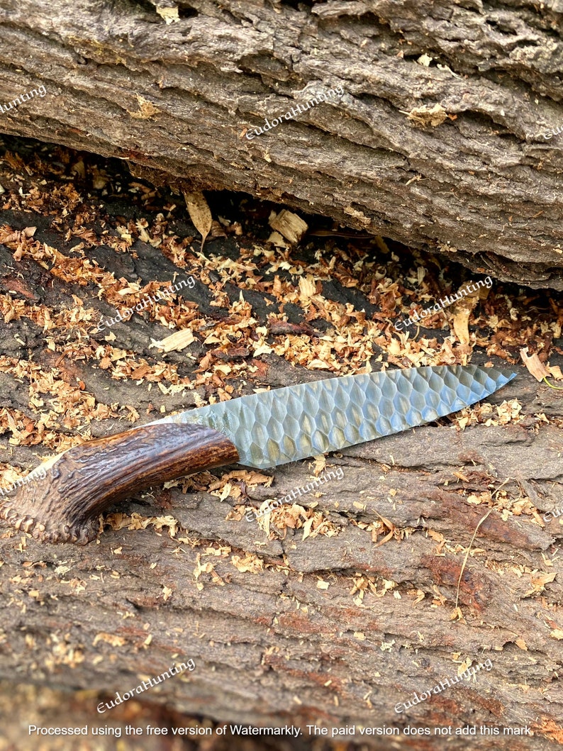 Handmade Crown Stag Handle Knife, Custom Handmade D2 Steel Hand Forged ...