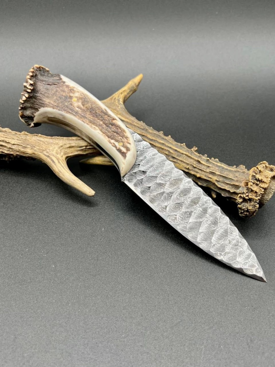 Handmade Crown Stag Handle Knife, Custom Handmade D2 Steel Hand Forged ...