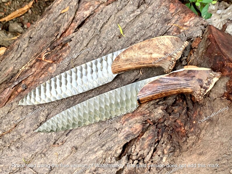 Handmade Crown Stag Handle Knife, Custom Handmade D2 Steel Hand Forged ...