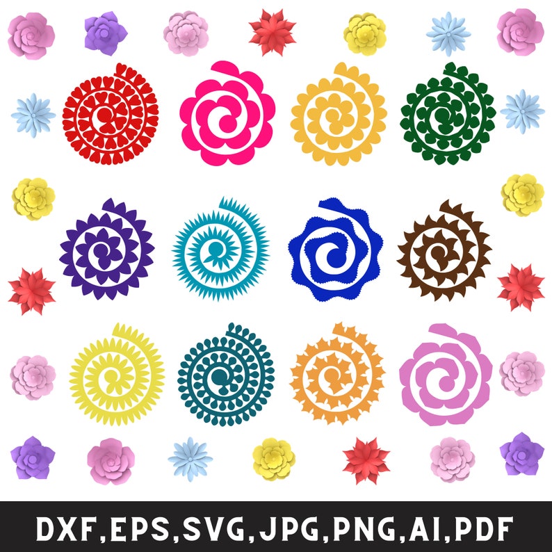 Rolled Flower Svg, Paper Flower Svg, 3D Flower Svg, Rolled Flower ...