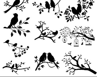Tree Birds Svg Birds on Branches Svg Birds and Branch Flock of Birds ...
