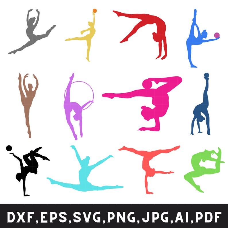 Gymnastics Svg Bundle, Gymnast Svg, Fitness Svg, Gymnastics Silhouette ...
