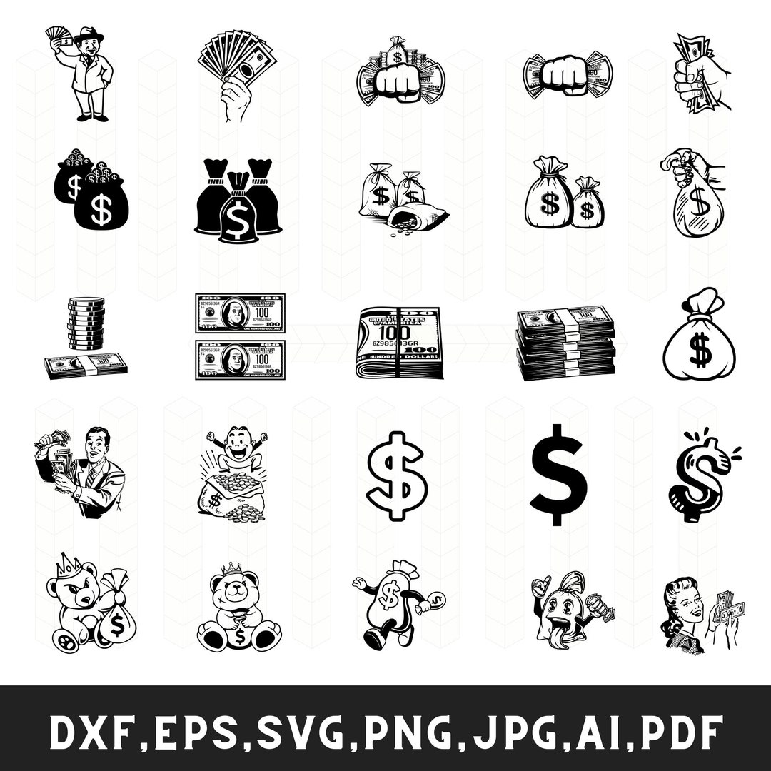Money Svg Bundle, Money Bag Svg, Dollar Svg Bundle, Money Holding Svg ...