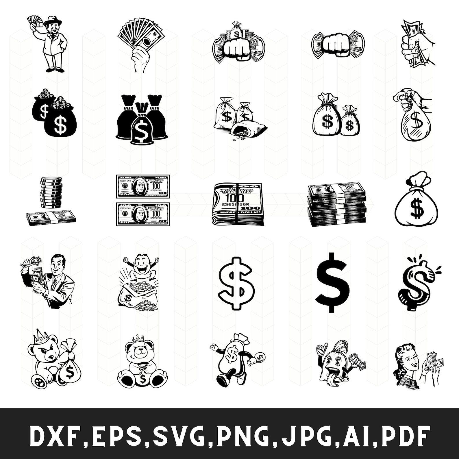Money Svg Bundle, Money Bag Svg, Dollar Svg Bundle, Money Holding Svg ...