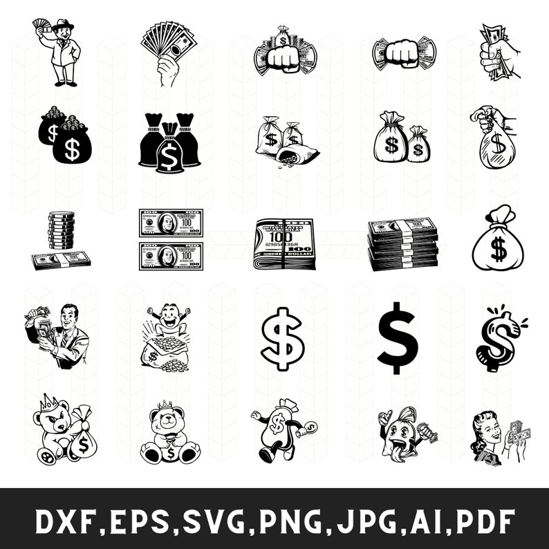 Money Svg Bundle, Money Bag Svg, Dollar Svg Bundle, Money Holding Svg ...