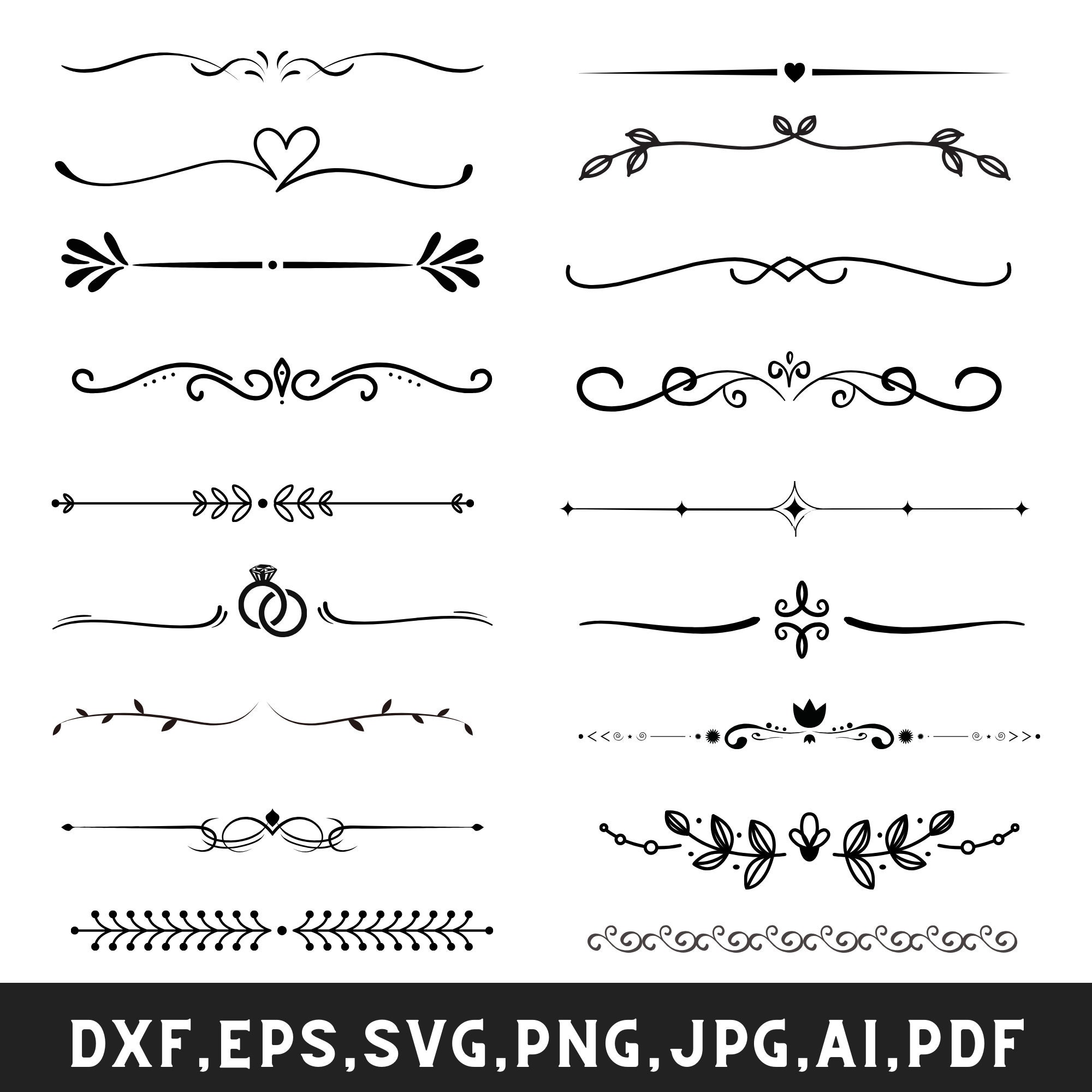 Text Dividers Svg, Decorative Text Dividers Svg, Wedding Text Dividers ...