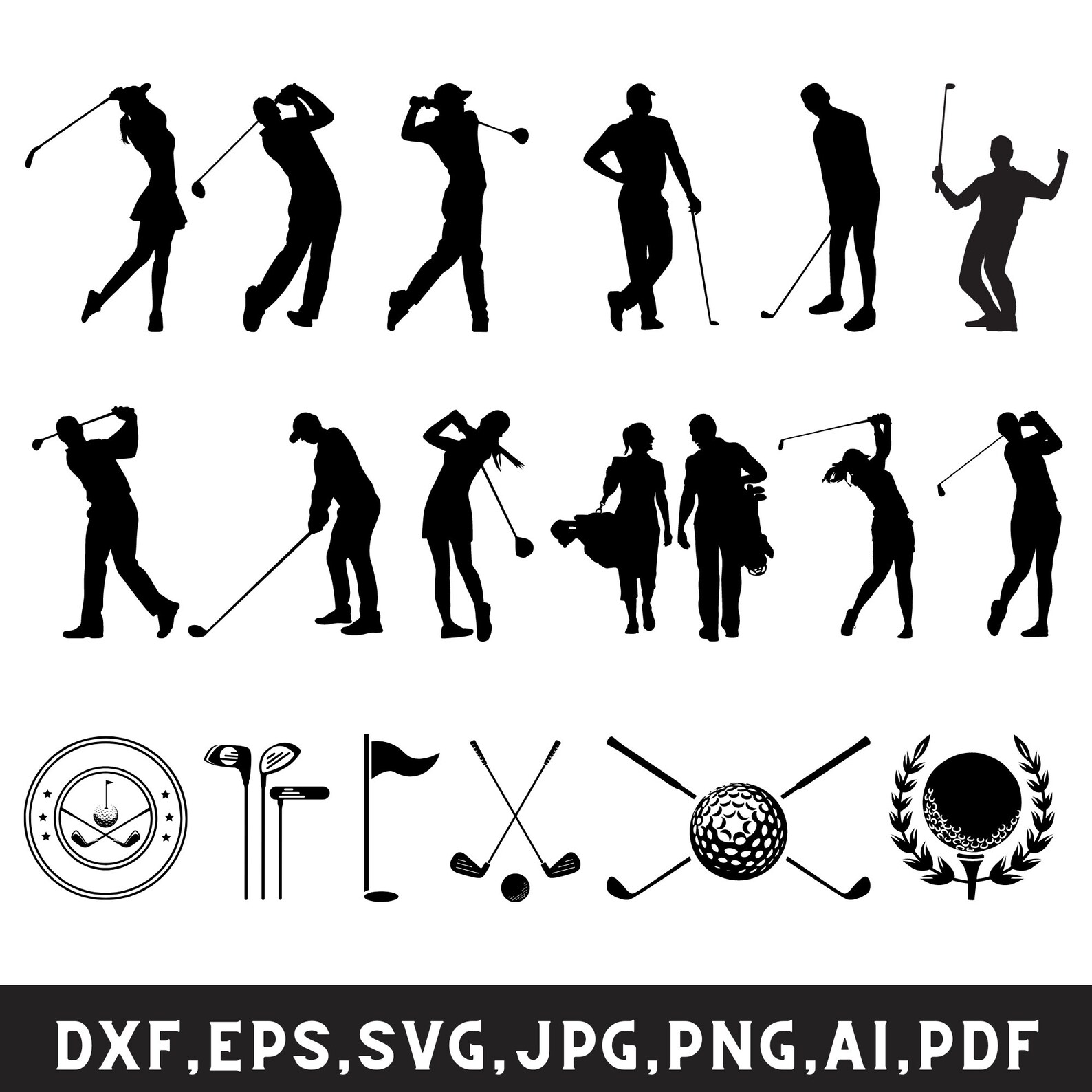 Golf Svg Bundle, Golfer Svg, Golf Club Svg, Golf Ball Svg, Golf Player ...