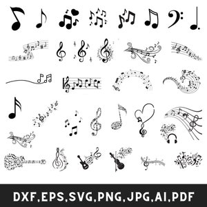 Music Notes Svg Bundle, Music Lover Svg Png, Musical Notes, Music Notes ...