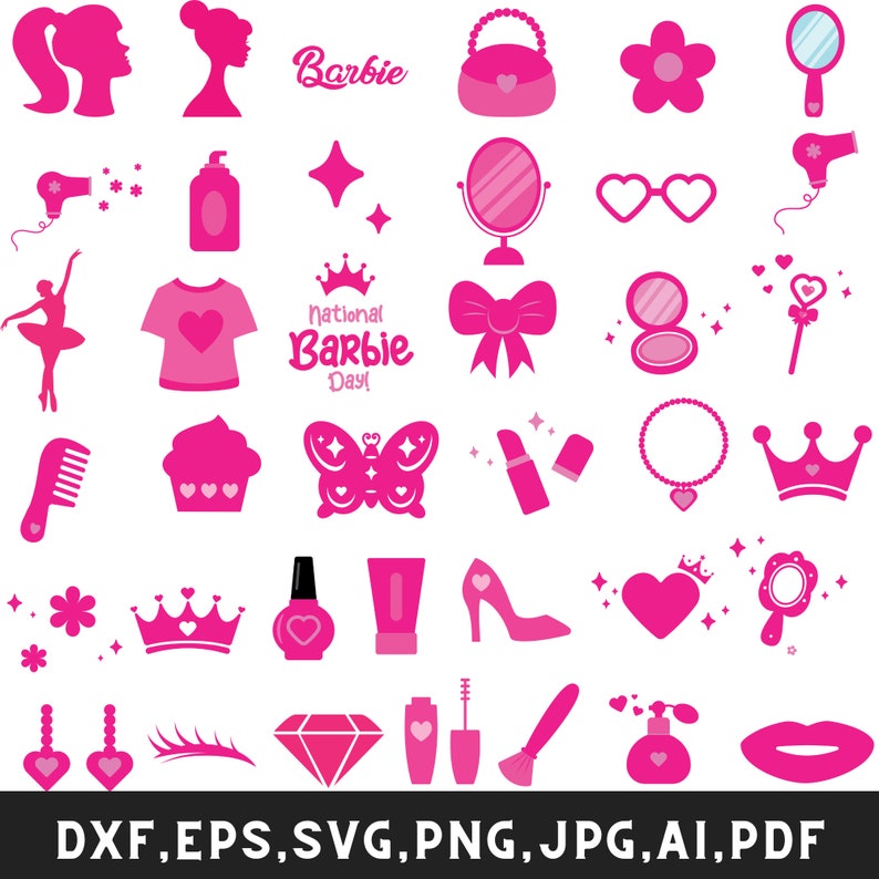 Barb Svg Bundle Lets Go Barbi Svg Princess Silhouette Pink Doll Svg