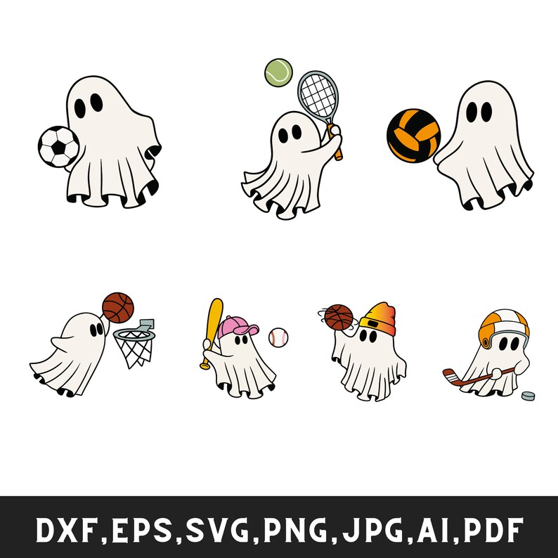 Sport Ghost Svg Png, Cute Ghost Svg, Playing Ghost Svg, Ghost Clipart ...