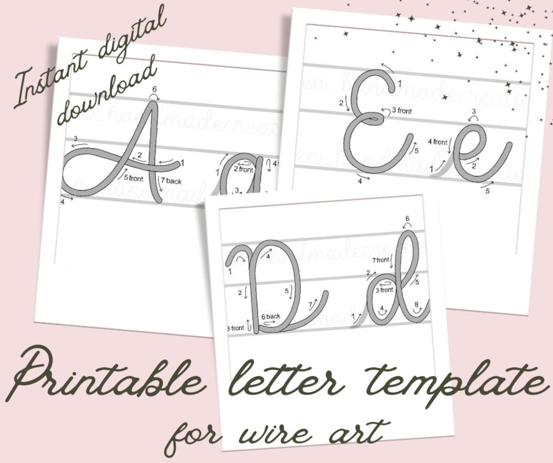 Printable Alphabet Template for Knitted Wire Art | With Guiding Arrow ...