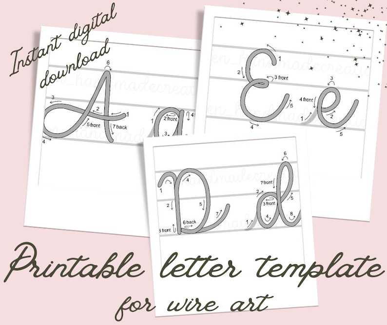 Plantilla de alfabeto imprimible para arte con alambre tejido / Con ...