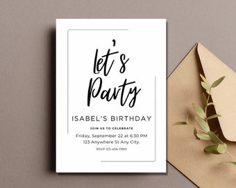 Let's Celebrate Birthday Invitation, Party Invitation Template ...