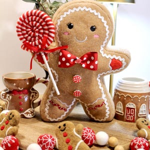 Gingerbread Girl Cookie Plush Christmas Pillow or Table Decor 12 Inches ...
