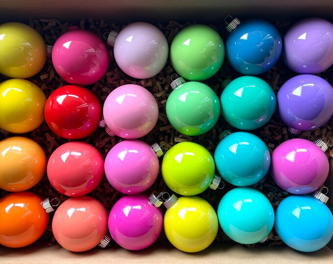 Set of 24 Hand-painted Colorful Christmas Ornaments Shatterproof NEW ...