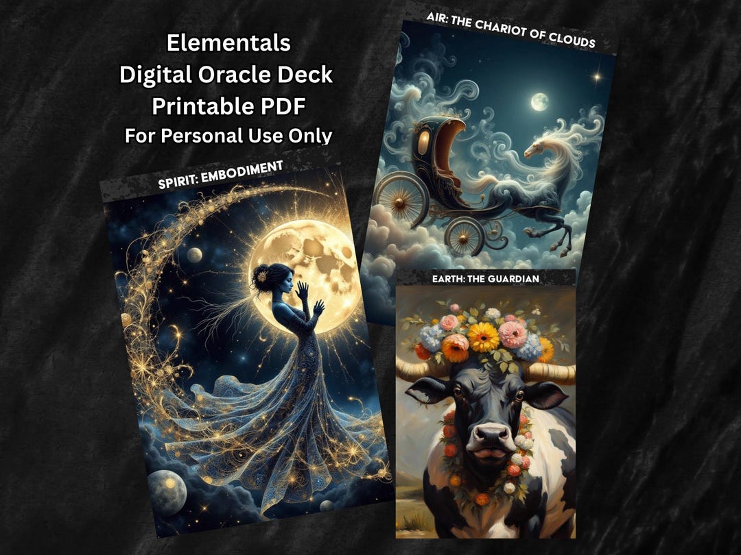 Digital Oracle Deck – Elemental Divination Cards, Printable Spirit ...