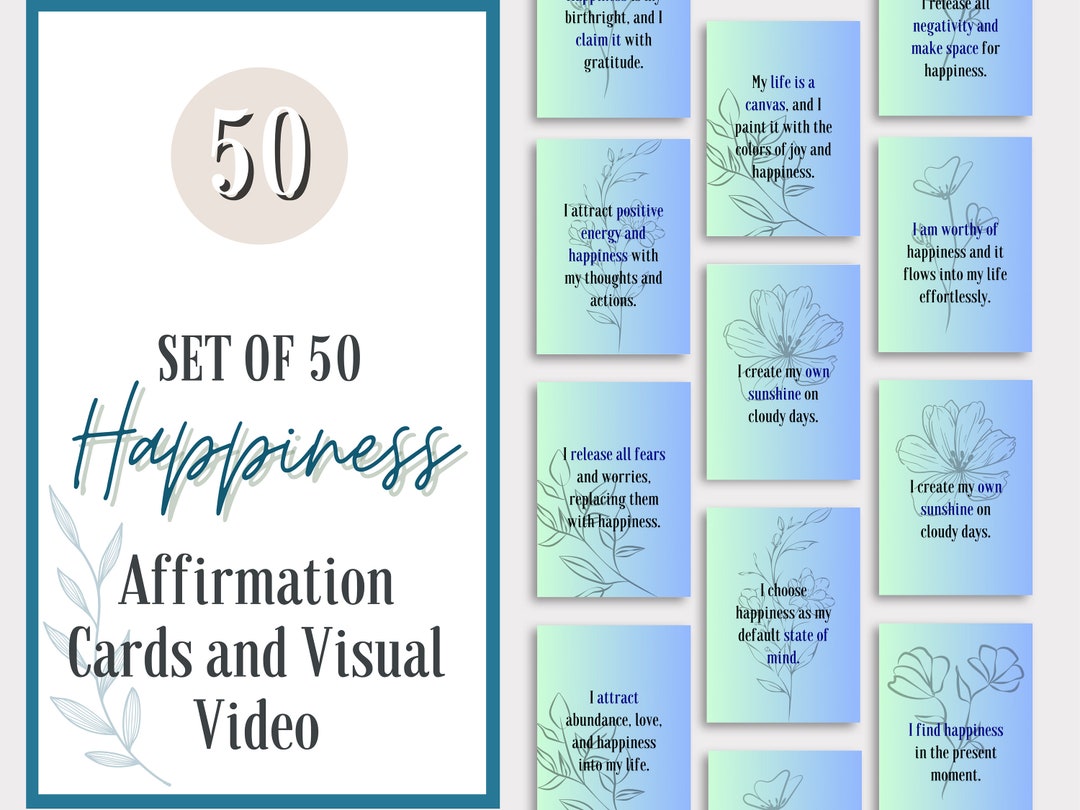 Teal Printable Affirmation Cards and Video | Instant Digital Download ...