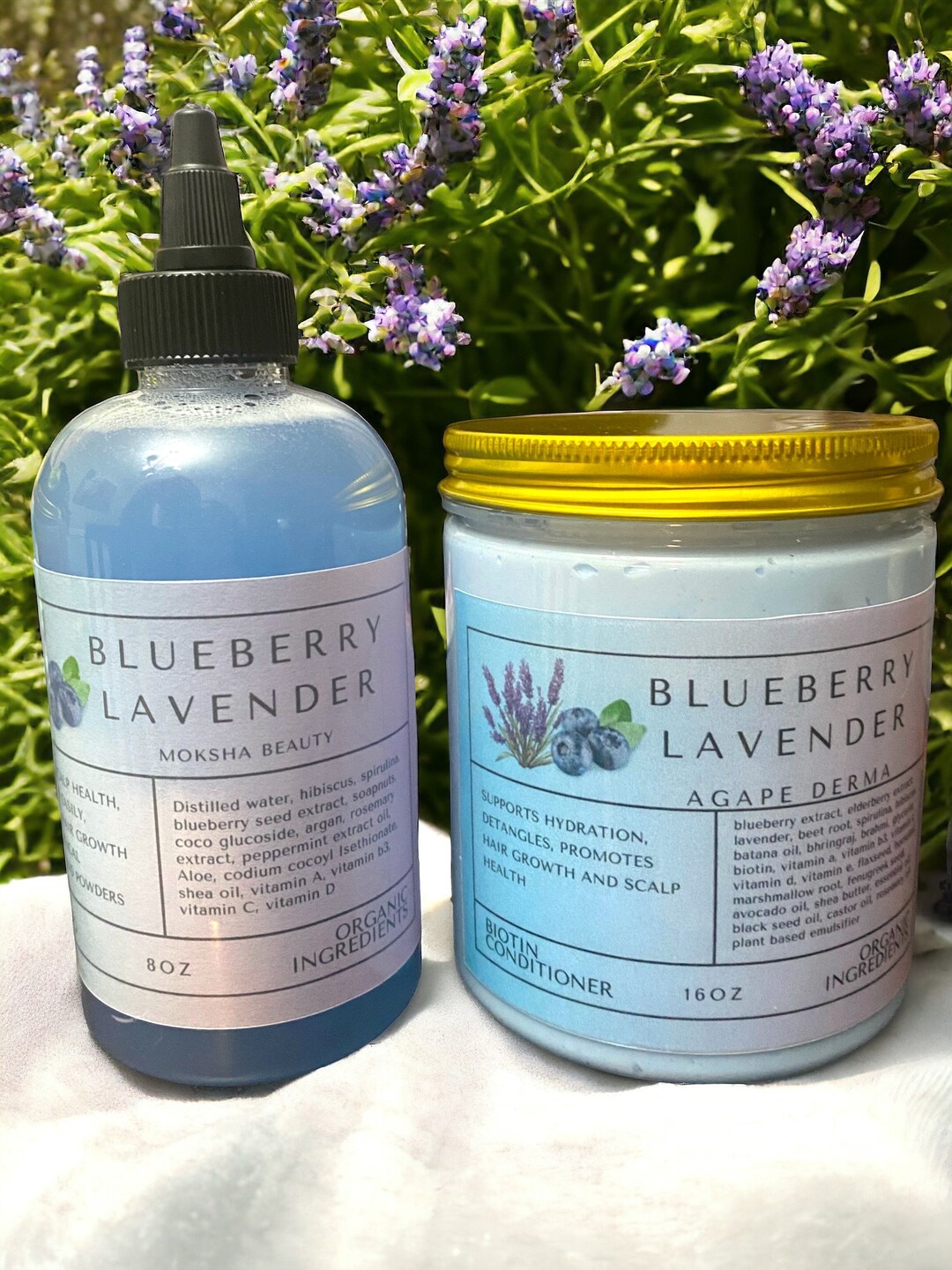Blueberry Lavender Biotin Natural Shampoo & Deep Conditioner Set Ultra ...