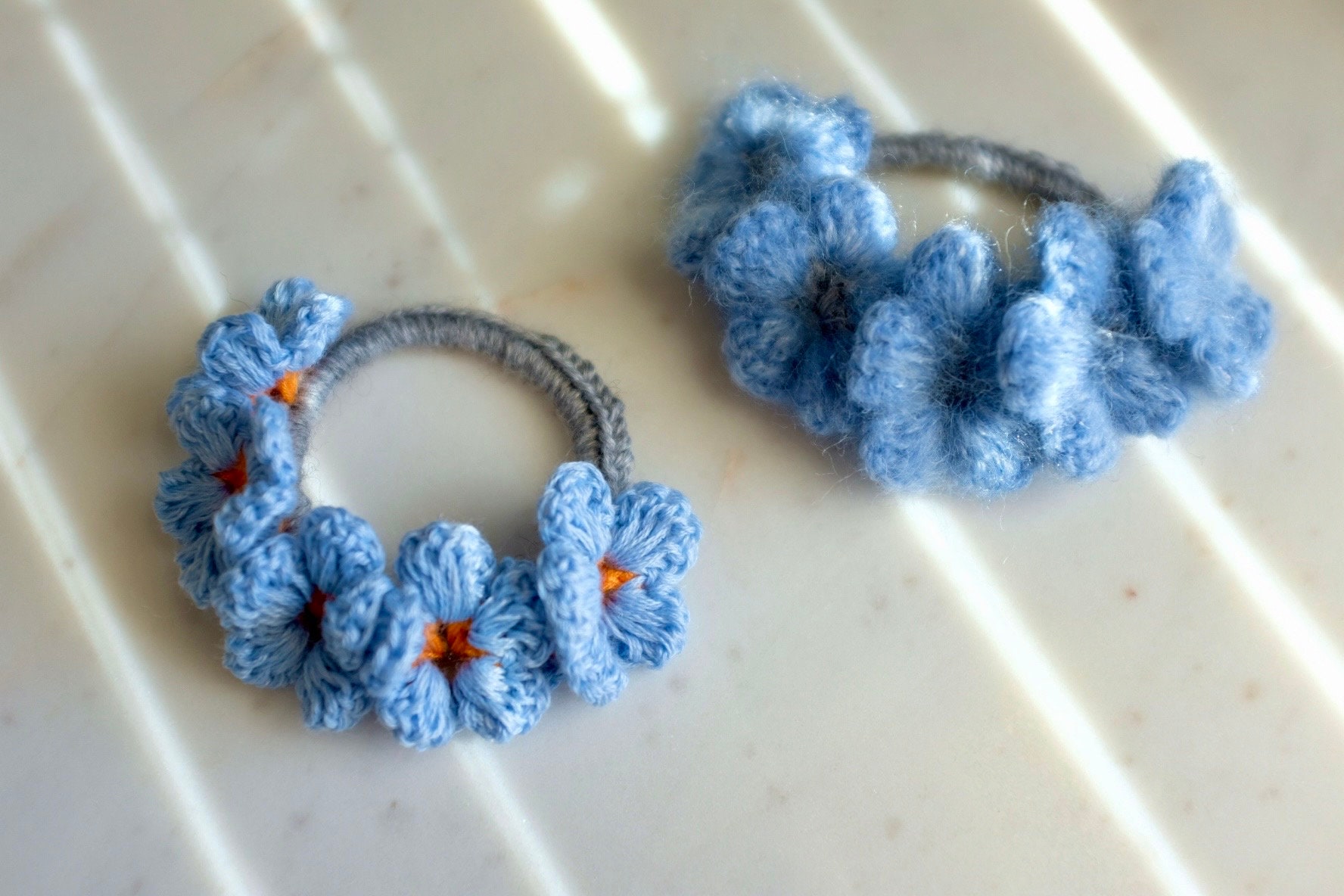 Handmade Crochet Hair Scrunchie With Flowers/flower Hair Tie/handmade ...