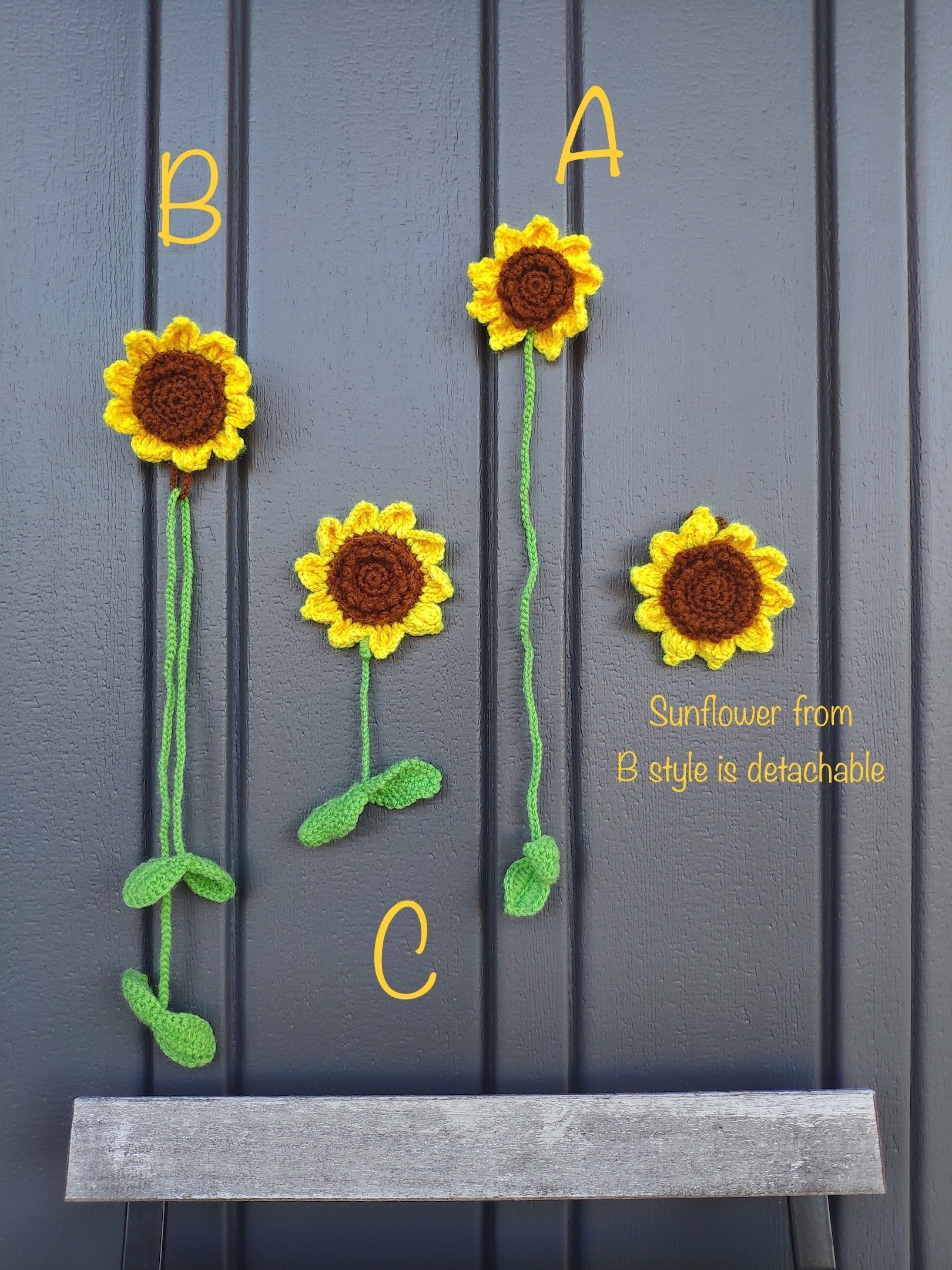 Crochet Sunflower Curtain Tie Back/sunflower Bag Charm/sunflower ...