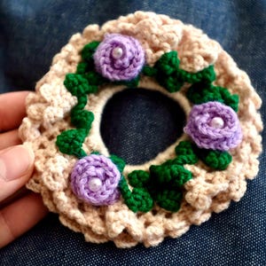 Crochet Hair Scrunchies/handmade Hair Scrunchie With Pearls/ Flower ...