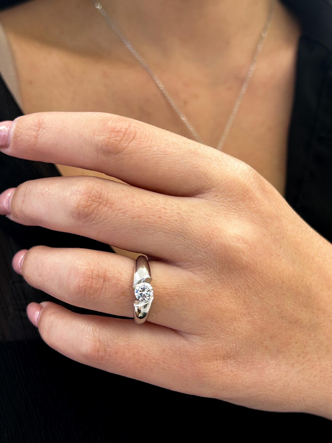 14K Gold Plated Chunky Diamond Ring: Statement Bezel Band - Etsy