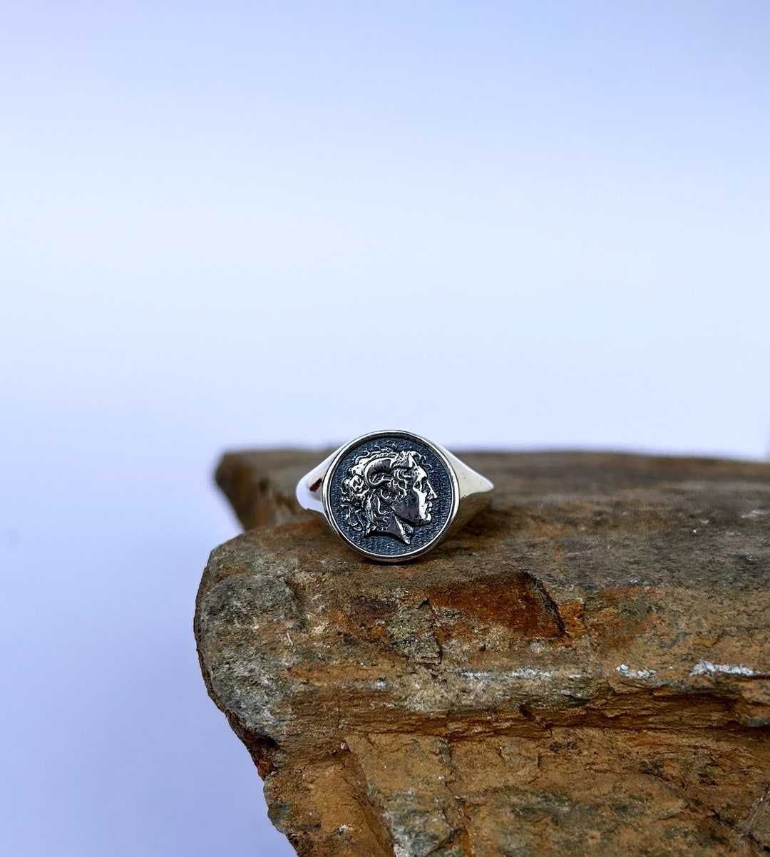 Alexander the Great Handmade Sterling Silver Signet Ring Greek ...