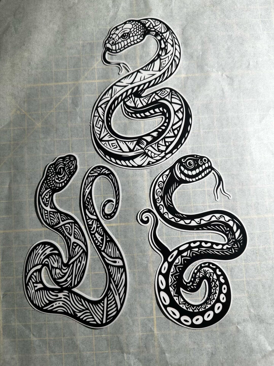 Snake Stickers Aztec Art Stickers Set of 3 Stickers Custom Holographic ...