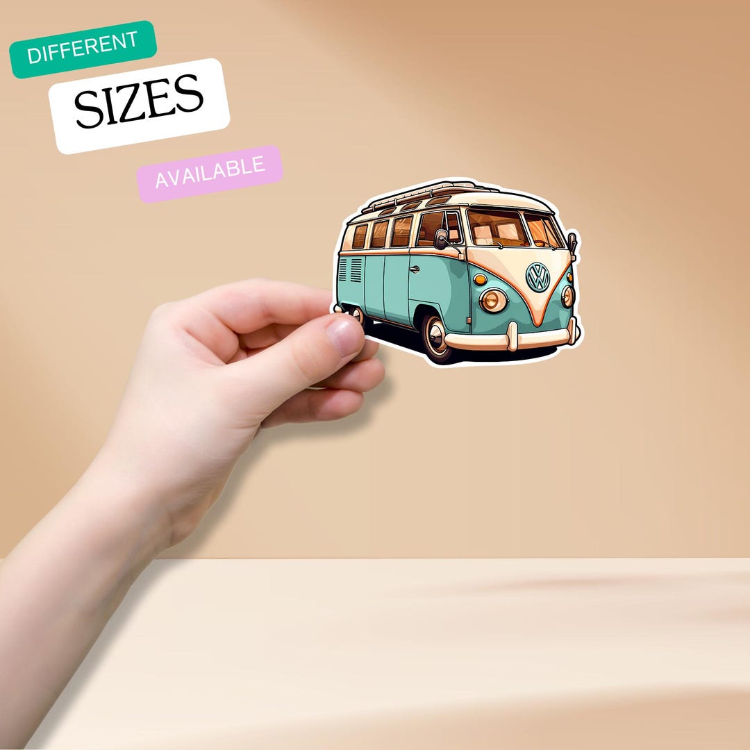 Retro Bus Weather Resistant Vinyl Glossy Sticker Retro Bumper Stickers ...