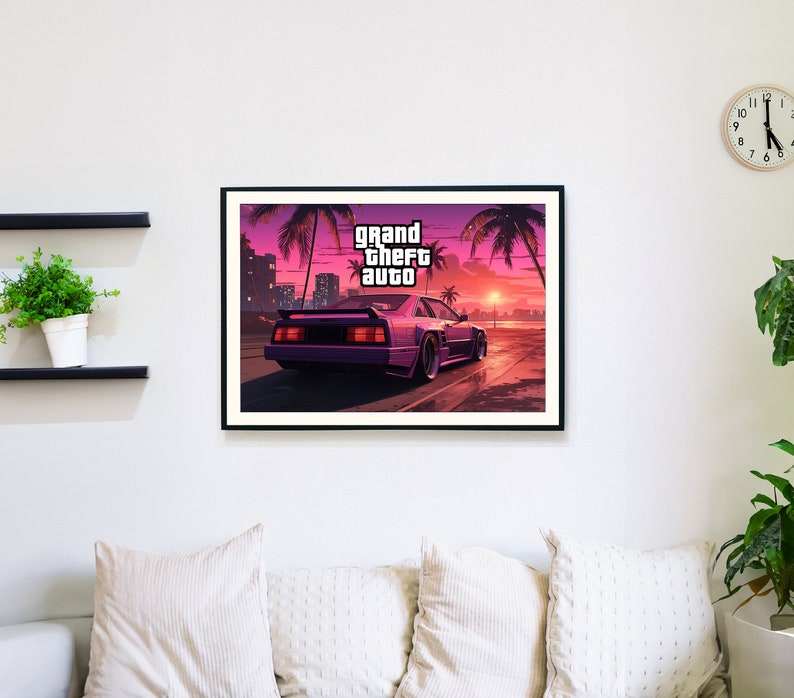 GTA Poster Set, Set of 4 Wall Art, Grand Theft Auto GT 6 Wall Art ...