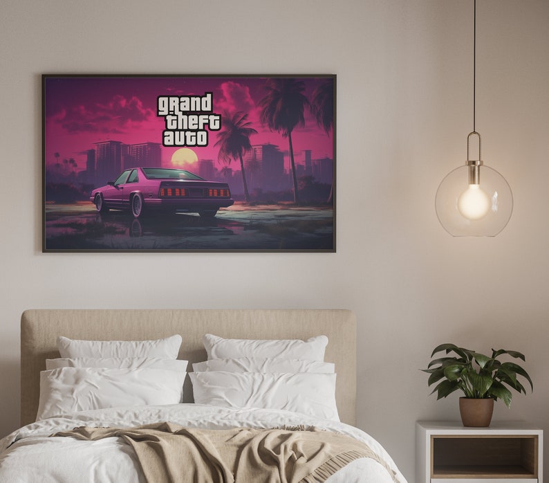 GTA Poster Set, Set of 4 Wall Art, Grand Theft Auto GT 6 Wall Art ...