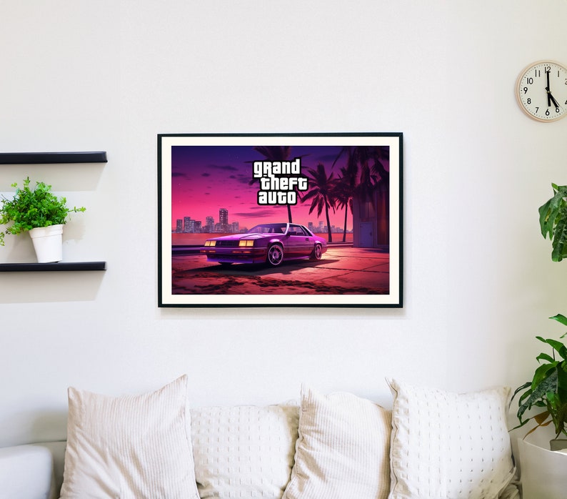 GTA Poster Set, Set of 4 Wall Art, Grand Theft Auto GT 6 Wall Art ...