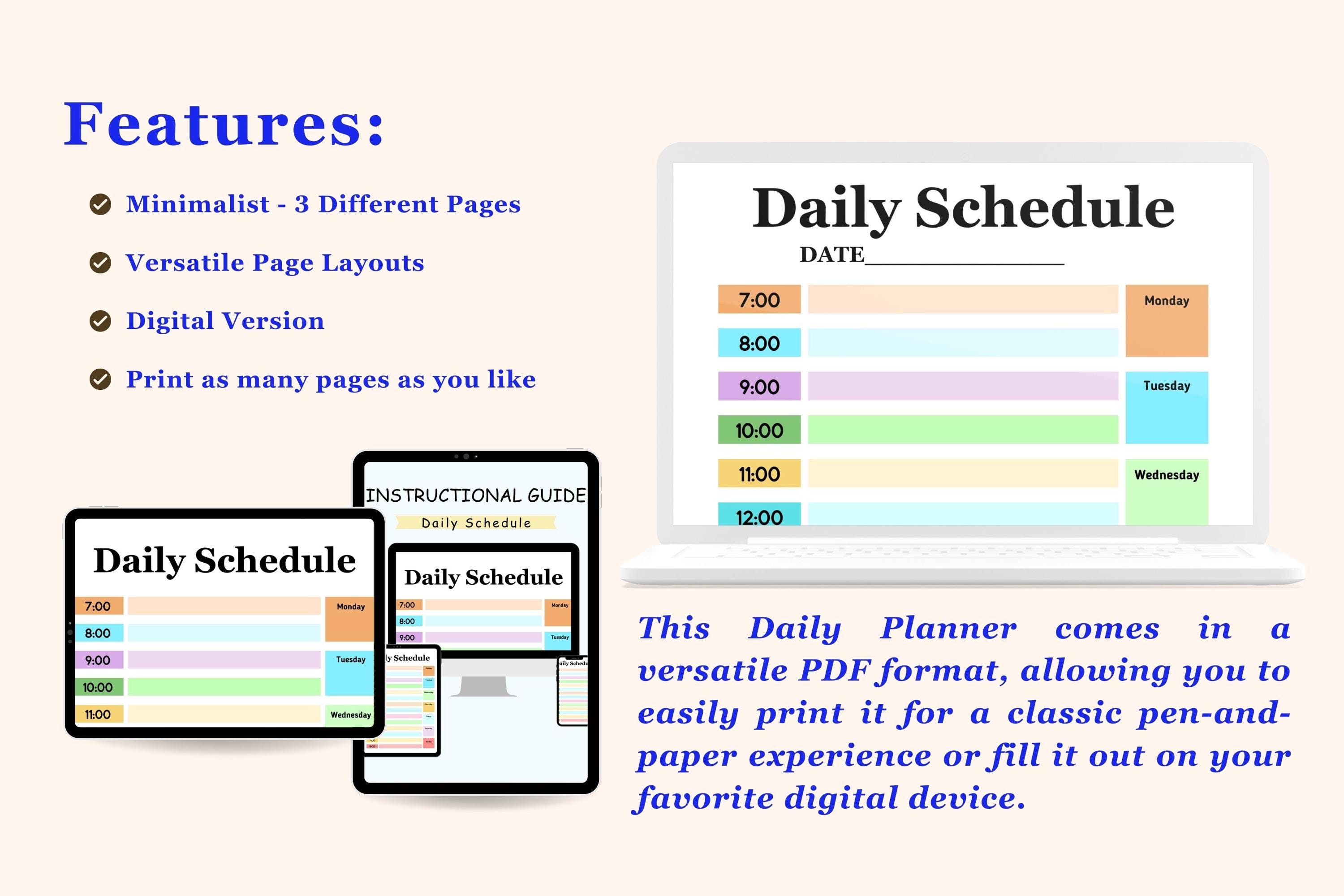 Daily Schedule - Fillable and Printable Pdf - Organize Your Day With ...