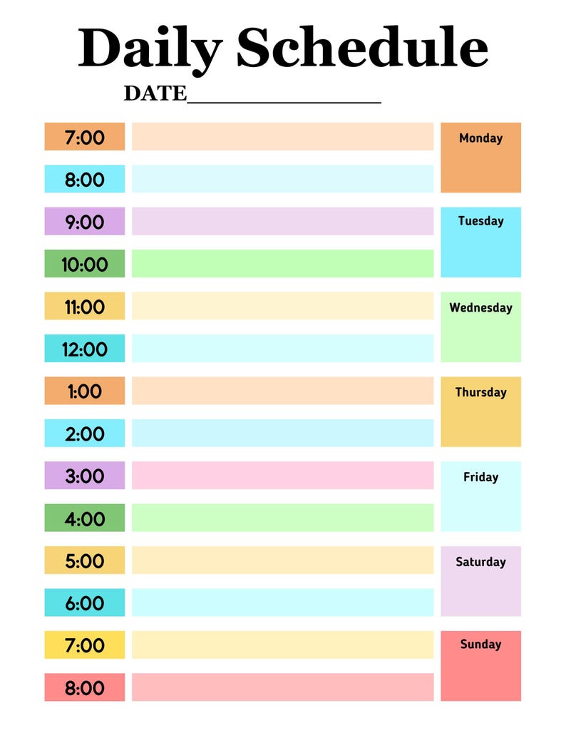 Fillable Daily Schedule - Printable PDF, Task Organizer - Etsy